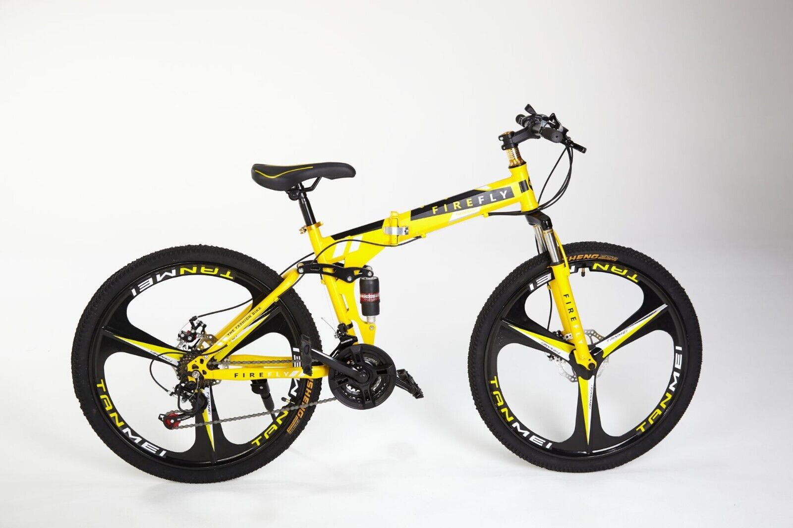 FIREFLY yellow 26" FULL SUSPENSION 21 GEAR FOLDING MOUNTAIN BIKE - Fol ...