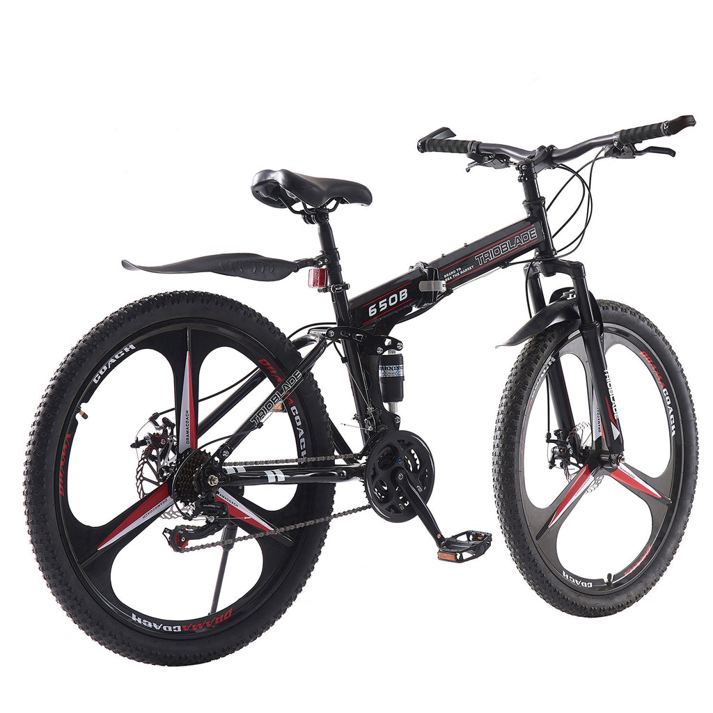 SHIMANO Folding Mountain Bike 24 Inch Wheel 21 Speed Full Suspension B ...