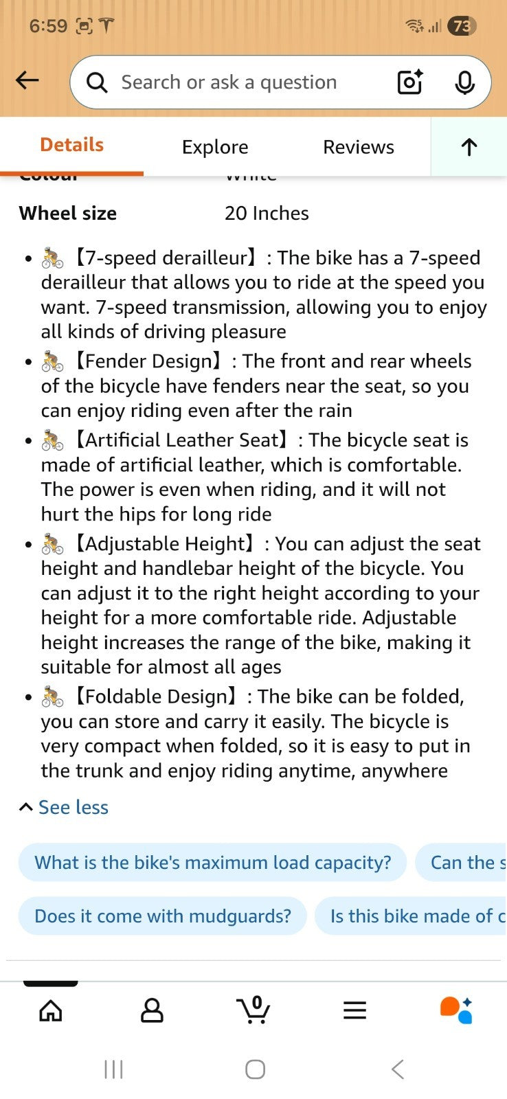 TRIOBLADE 20 Inch Adult Folding Bike 7 Speed Compact City Commuter ...